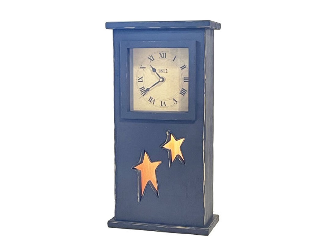 Primitive Clock Tall Star Mantel or Wall Clock/nightlight Navy ...