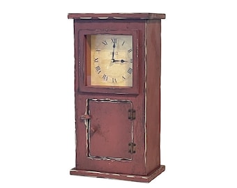 Primitive Tall Mantel Clock W/door Olde Brick Red - Etsy
