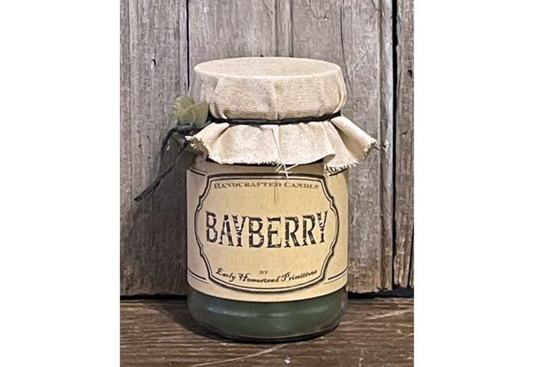 Primitive Candle, Christmas Candle, Country Rustic Bayberry Scented Jar ...