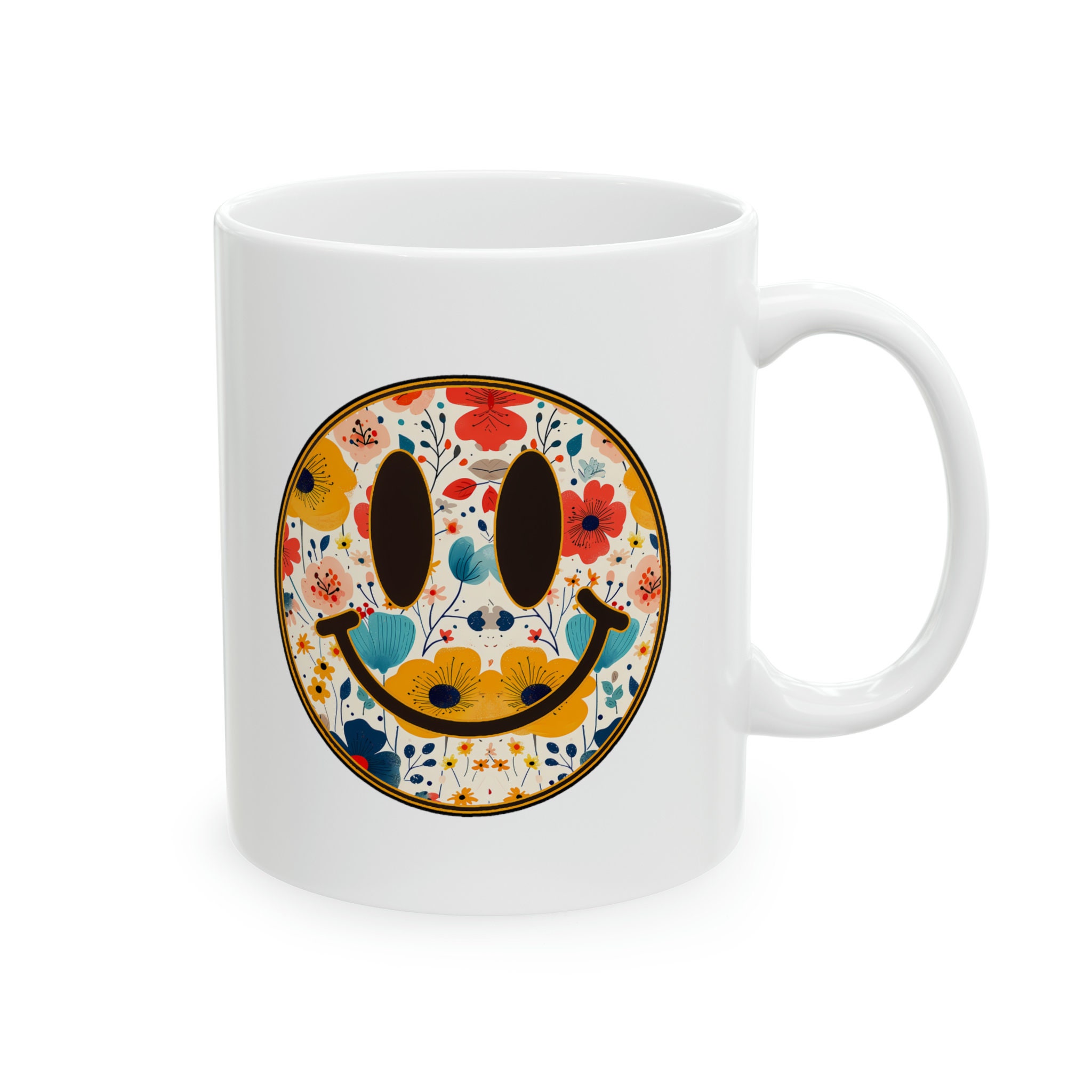 Smiley Retro Funny Face Coffee Mug Gift for Friend Gift for Mom Hippie ...