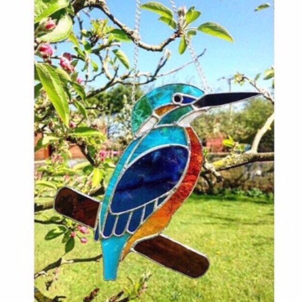 Kingfisher Stained Glass - Etsy