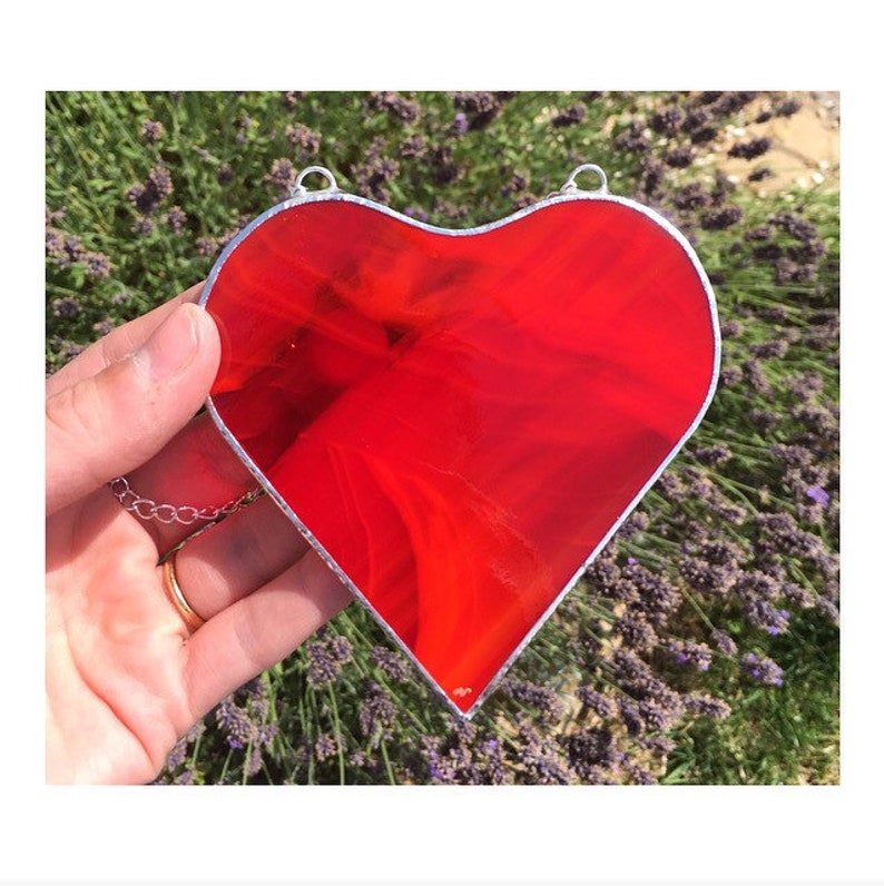 Handmade Stained Glass Red Heart Suncatcher Window Decoration - Etsy UK