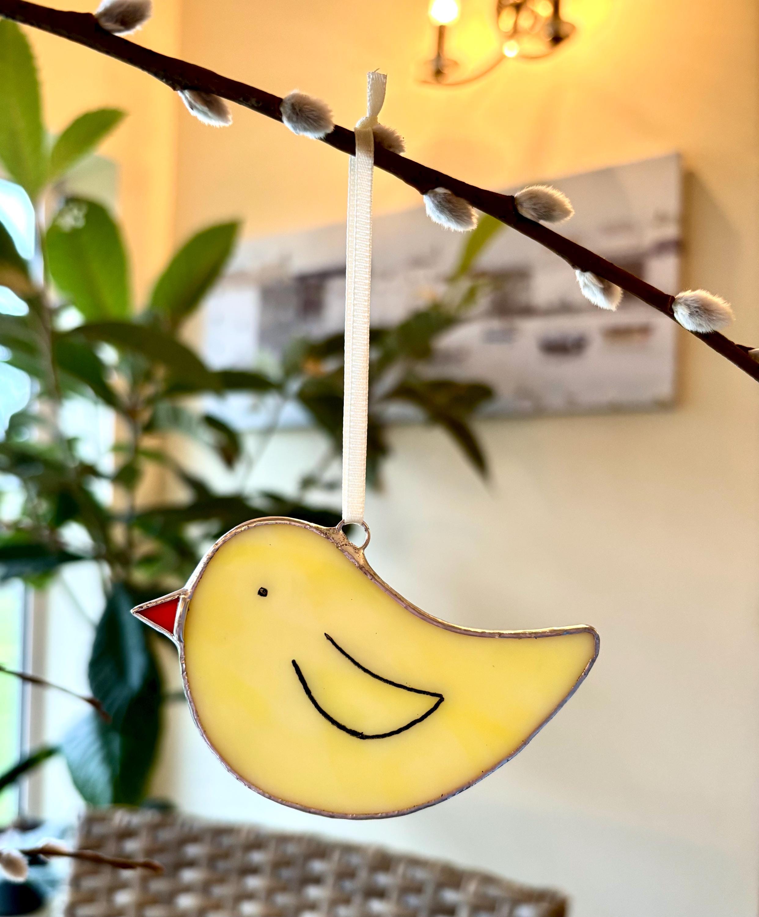 Easter Chick Decoration, Stained Glass Easter Chick Hanging Suncatcher ...