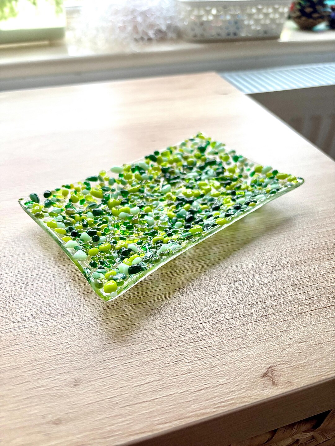 Handmade Fused Green Glass Soap Dish: Bathroom Jewelry Holder - Etsy