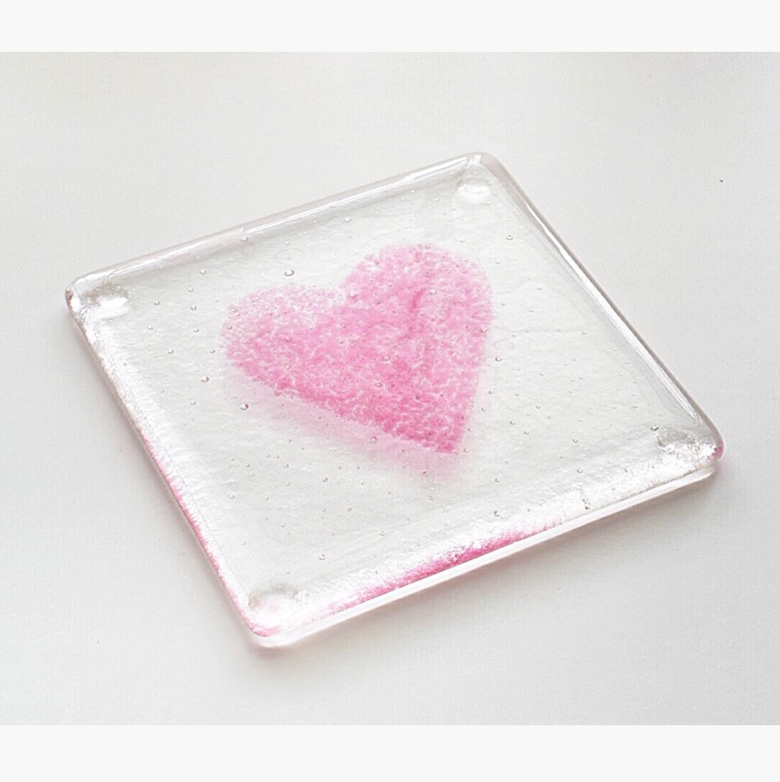 Handmade Fused Glass Heart Design Coasters, Worktop Protectors, Choose ...