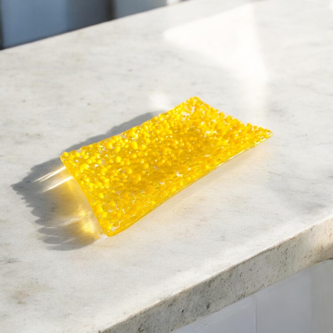 Fused Glass Yellow Soap Dish - Etsy