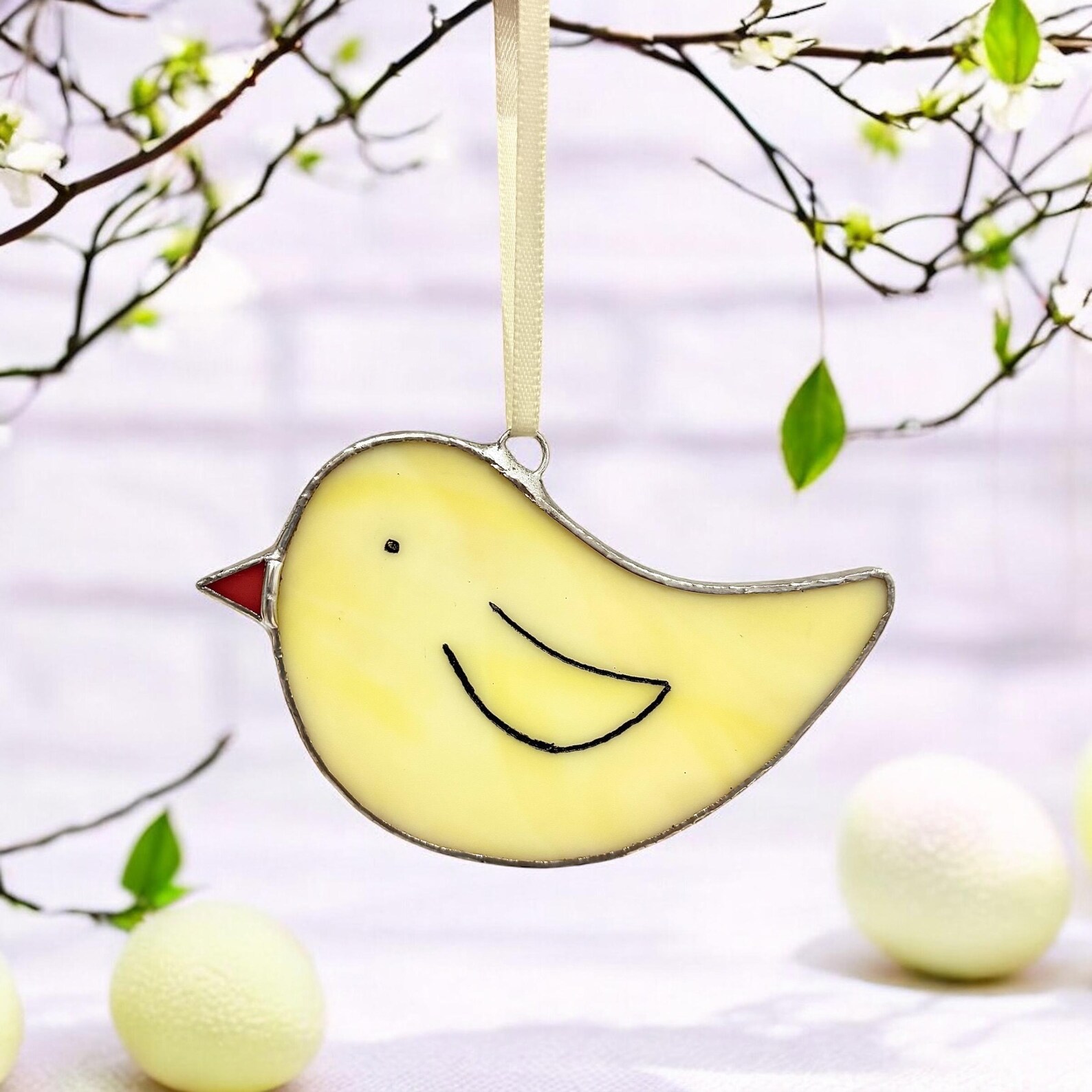 Easter Chick Decoration, Stained Glass Easter Chick Hanging Suncatcher ...