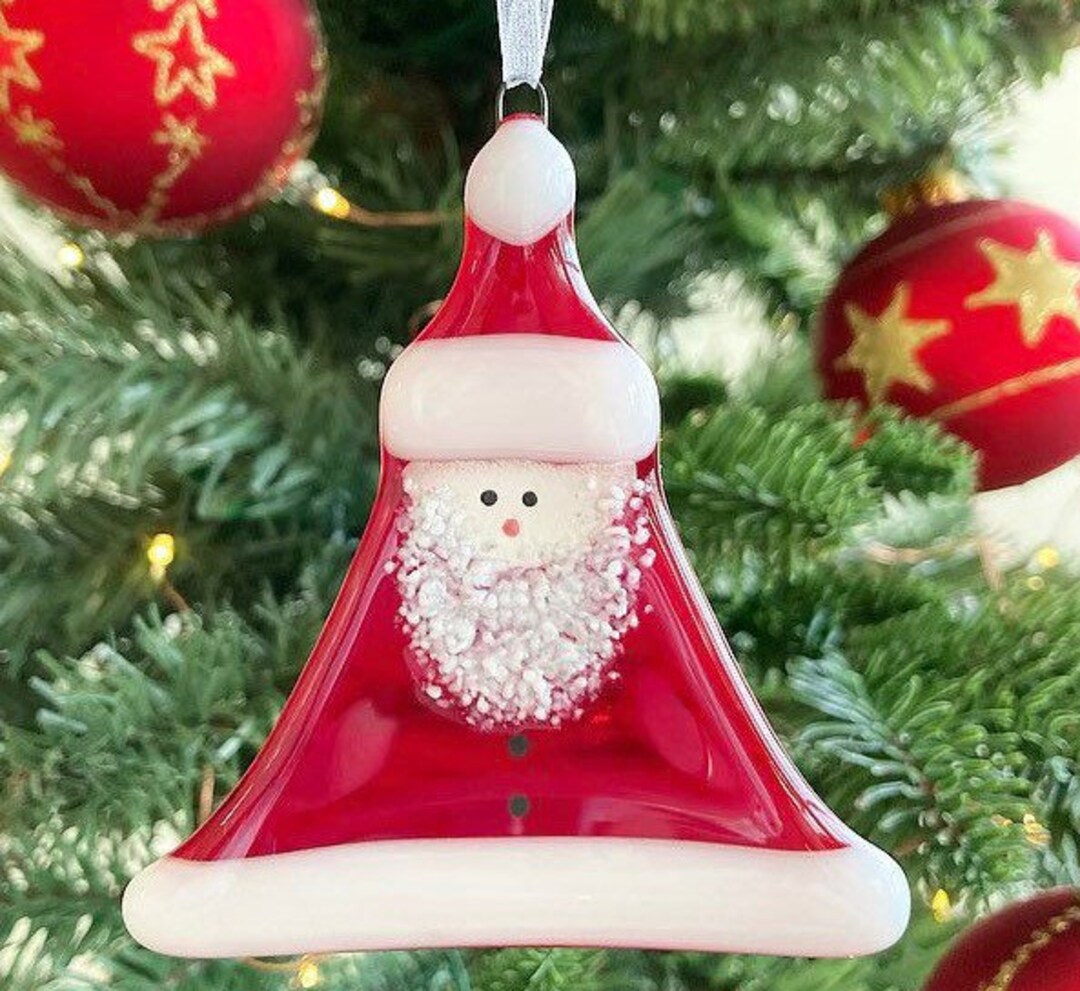 Handmade Christmas Tree Decoration, Glass Father Christmas Santa ...