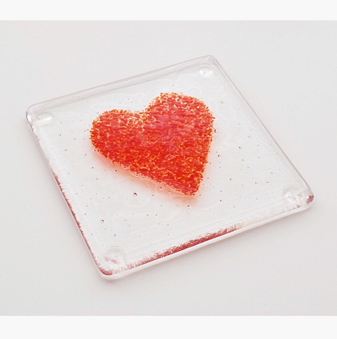 Handmade Fused Glass Heart Design Coasters, Worktop Protectors, Choose ...