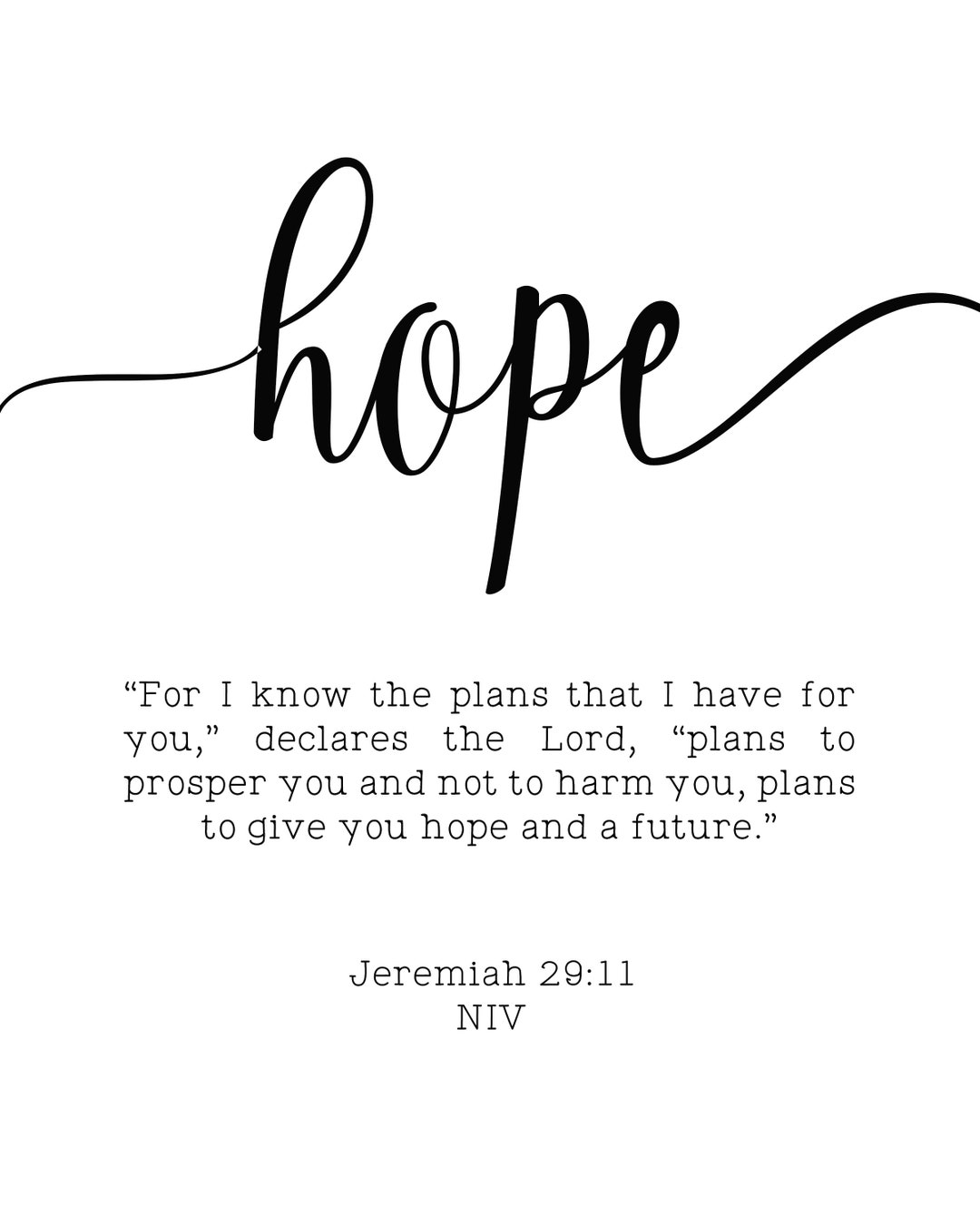 HOPE Word Art, Wall Art, Jeremiah 29:11, Minimalistic Wall Art ...