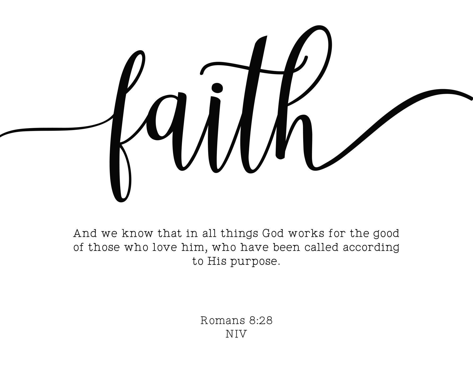 FAITH Word Art, Christian Word Art, Bible Verse NIV, Romans 8:28, Wall ...