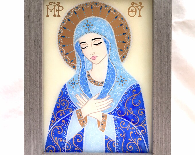 Virgin Mary Glass Icon Catholic Art Painting - Etsy