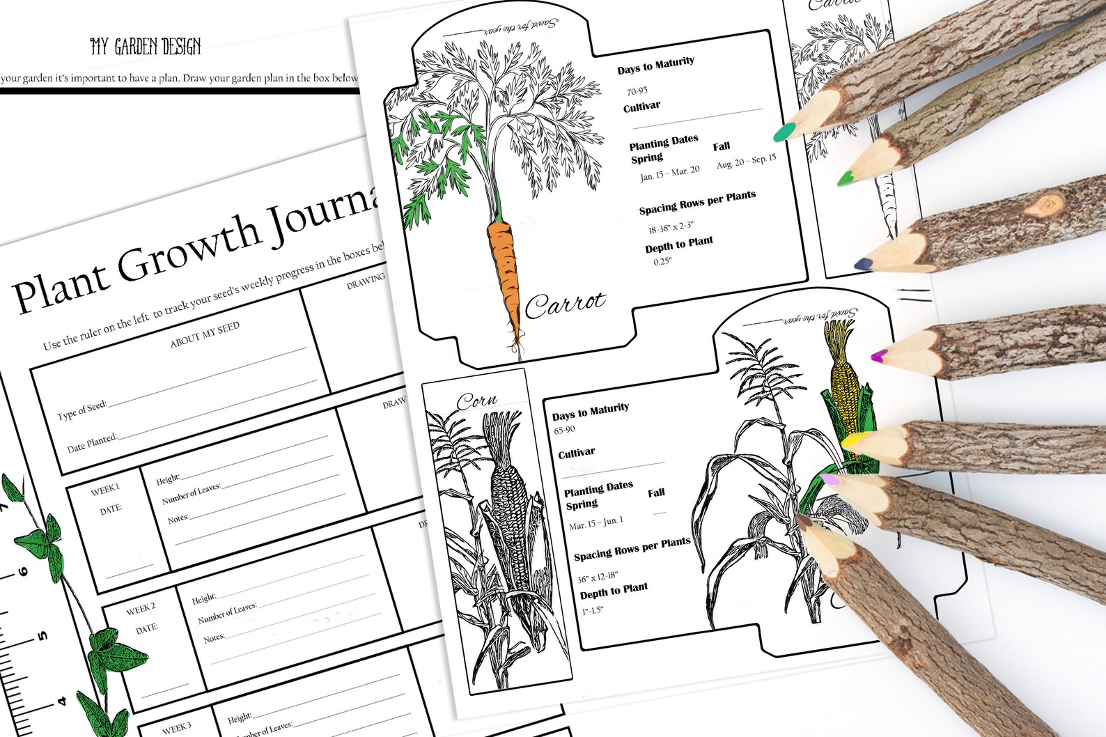 Seed Packet and Garden Marker Coloring Book With Plant Growth Journal ...