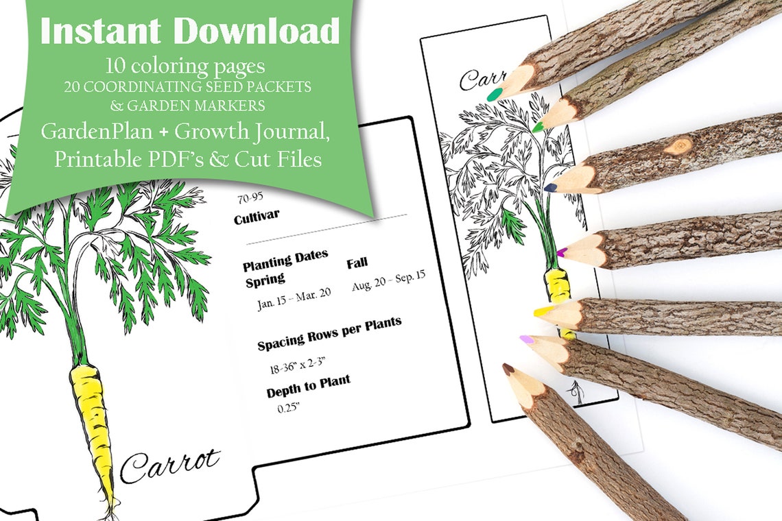 Seed Packet and Garden Marker Coloring Book With Plant Growth Journal ...