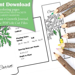 Seed Packet and Garden Marker Coloring Book With Plant Growth Journal ...