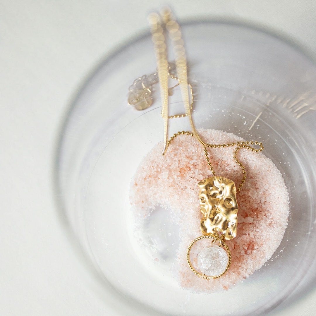 Gold Hammered Rectangular Pendant Necklace 24K Gold Plated - Etsy