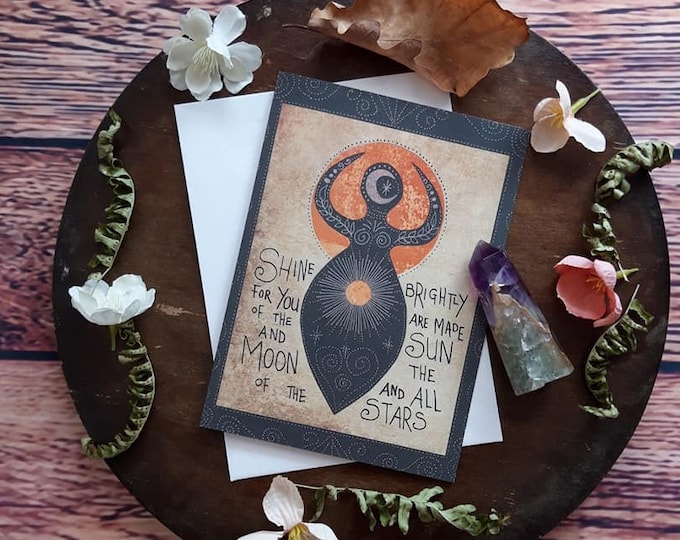 Goddess Card, Pagan Art Card, Sun Art Card, Moon Card, Pagan Gift, Goddess Art Card, Sunshine ...