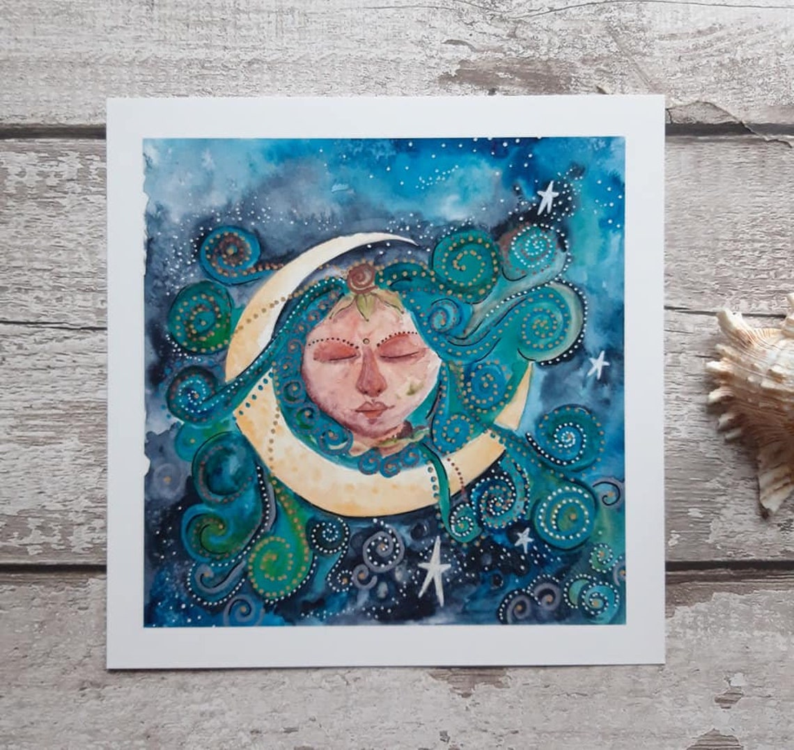 Moon Wall Art Moon Art Print Pagan Art Spiritual Art - Etsy UK