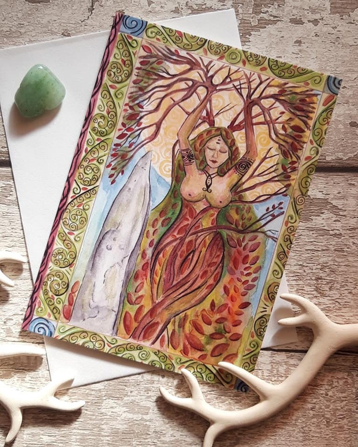 Greenwoman Card Pagan Card Wicca Greeting Card Pagan - Etsy