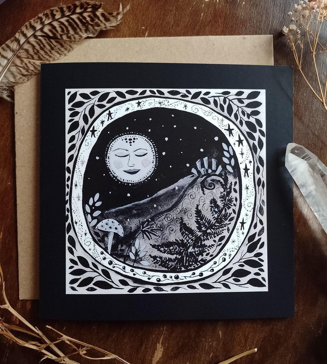 Stone Circle Card, Full Moon Card, Moon Art, Witchy Card, Pagan Art ...