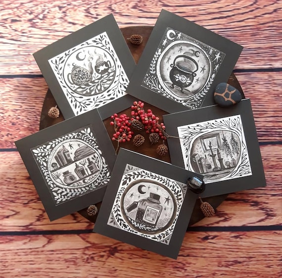 Pagan Cards Witchcraft Art Cards Witchy Card Cauldron Card | Etsy UK