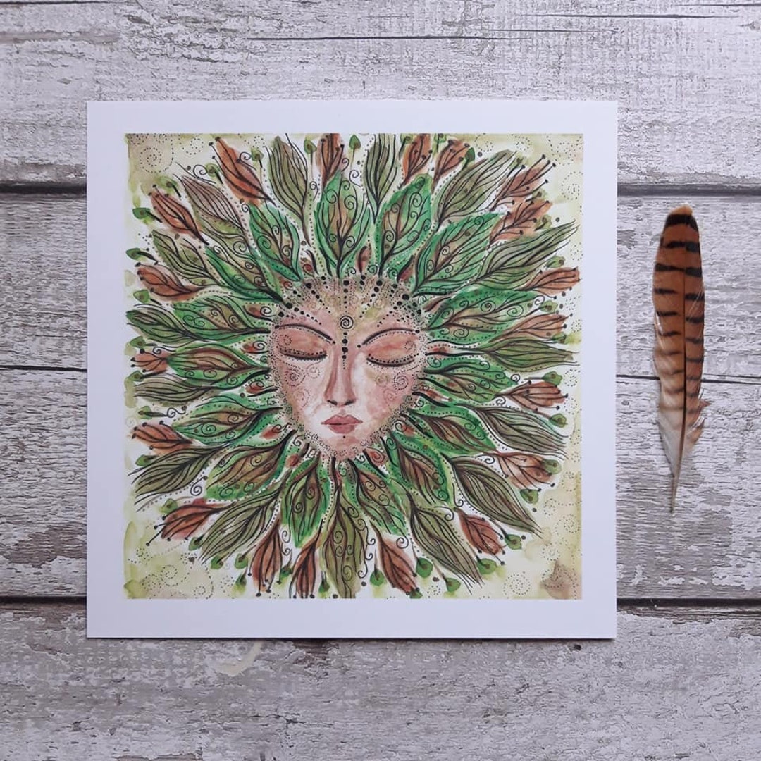 Green Woman Art Print, Pagan Art, Earth Mother Art, Green Lady Art ...