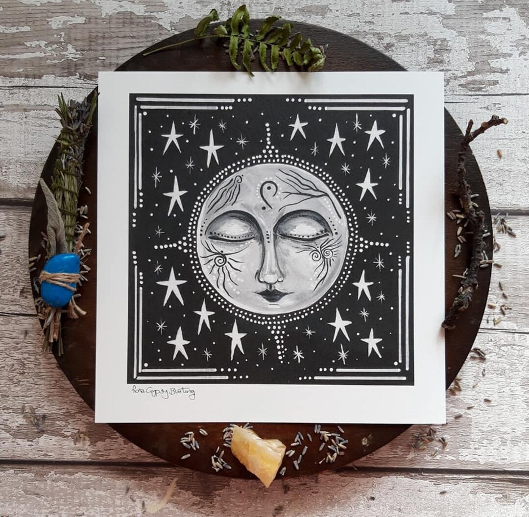 Moon Art Print, Full Moon Art, Pagan Art, Moon Art, Pagan Altar ...