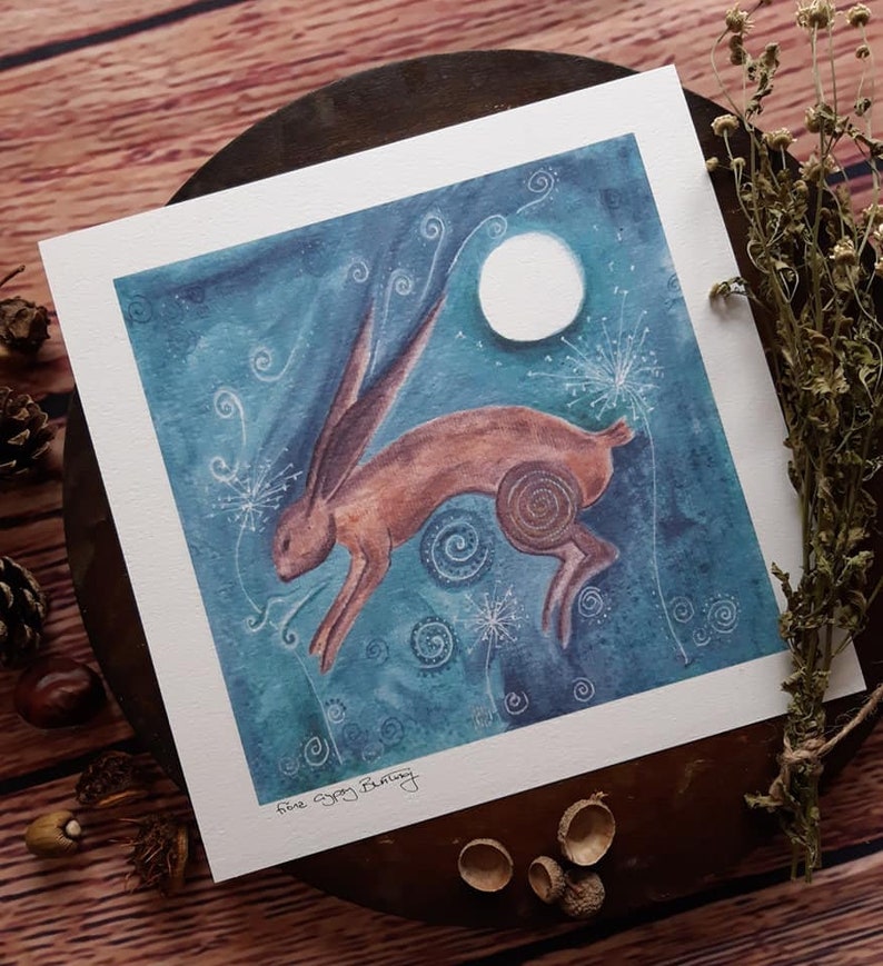 Leaping Hare Art Print Hare Art Print Hare Wall Art Pagan - Etsy UK