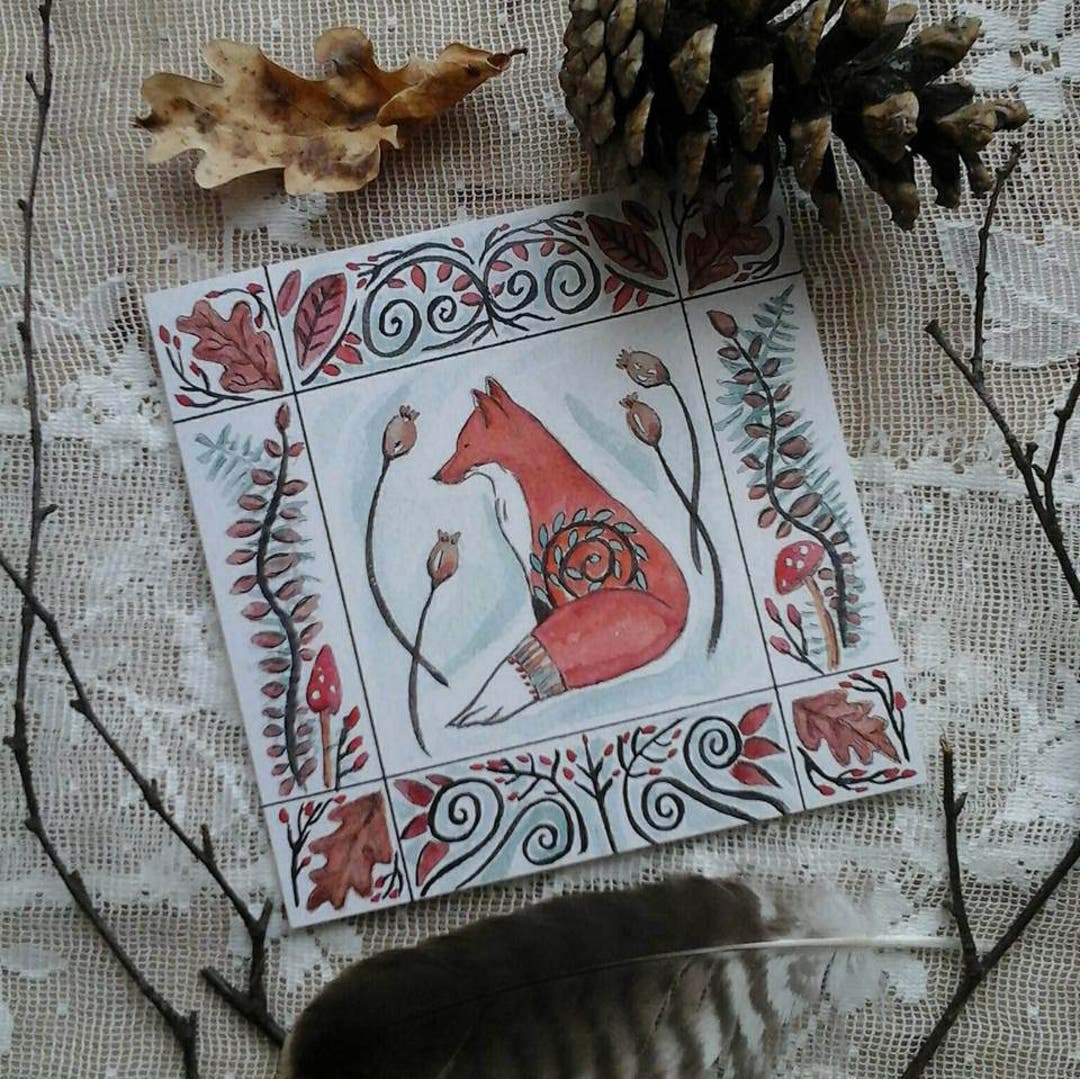 Fox Card, Fox Greeting Card, Art Card, Nature Card, Animal Card, Fox ...