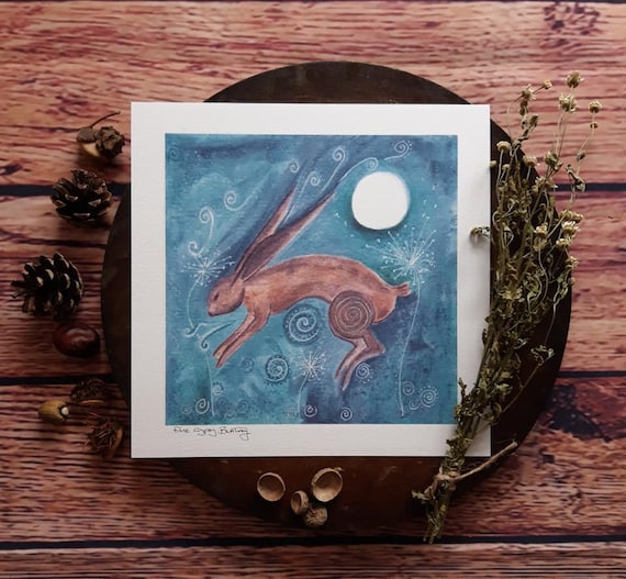 Leaping Hare Art Print Hare Art Print Hare Wall Art Pagan | Etsy