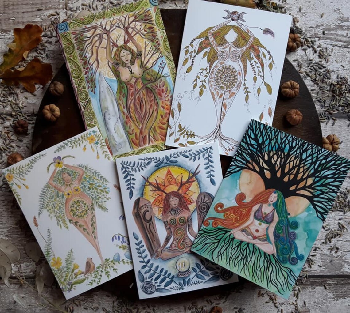 Goddess Greeting Cards, Goddess Card, Pagan Art Card, Pack of 5 Cards ...