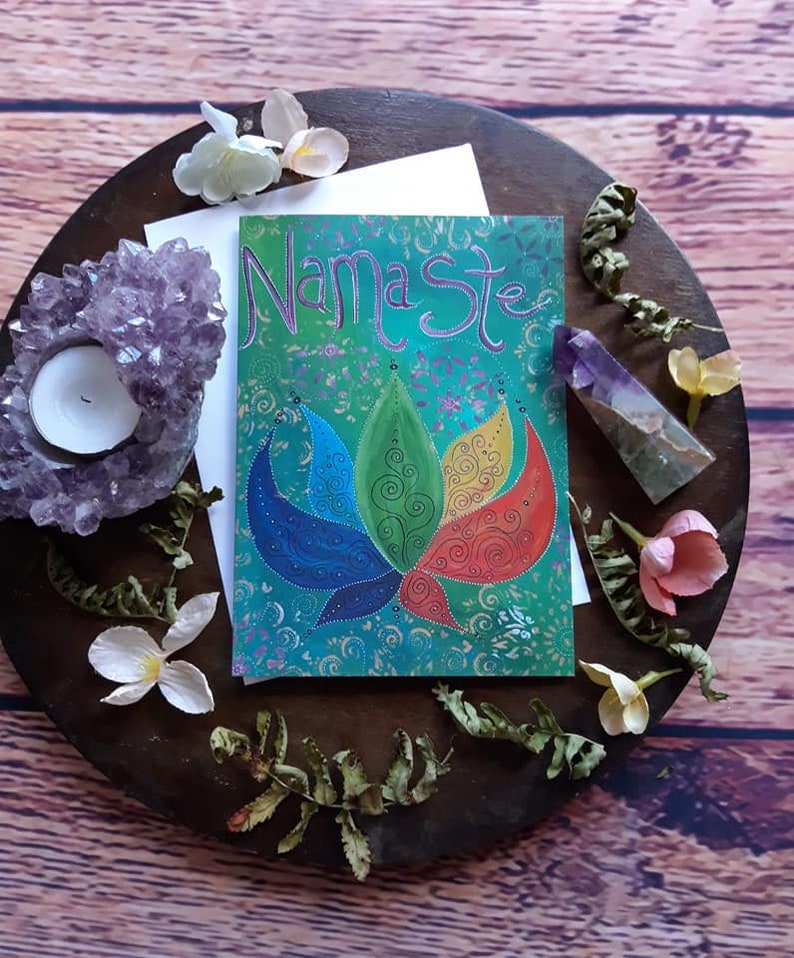 Lotus Card Namaste Card Namaste Art Card Lotus Flower Card | Etsy