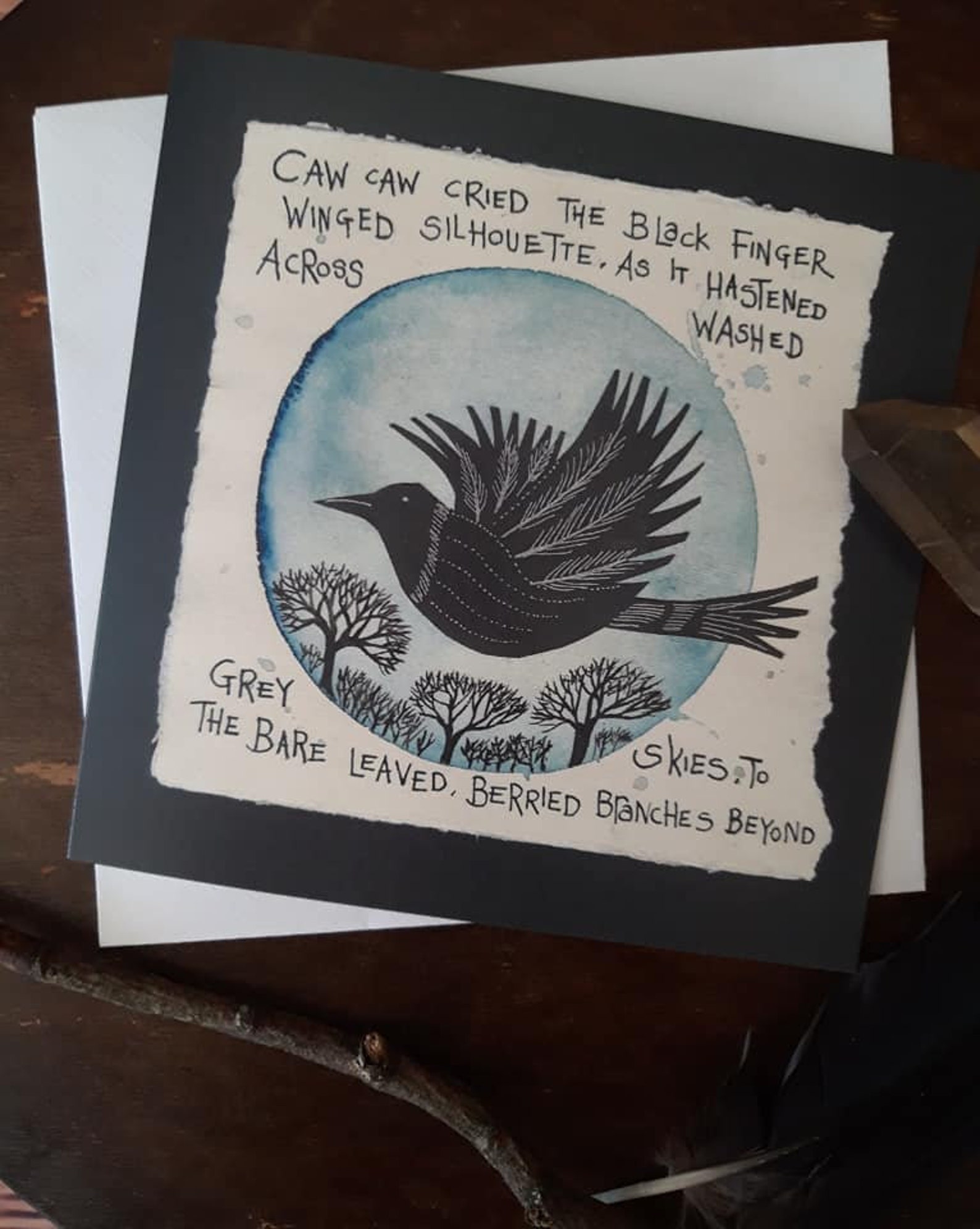 Crow card bird greeting card nature art card crow art card | Etsy