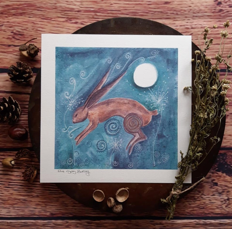 Leaping Hare Art Print Hare Art Print Hare Wall Art Pagan - Etsy