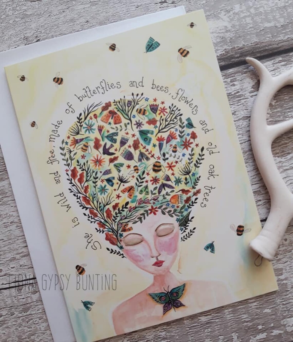 Pagan Art Card, Card for Free Spirit, Wild and Free, Bee Greeting Card ...