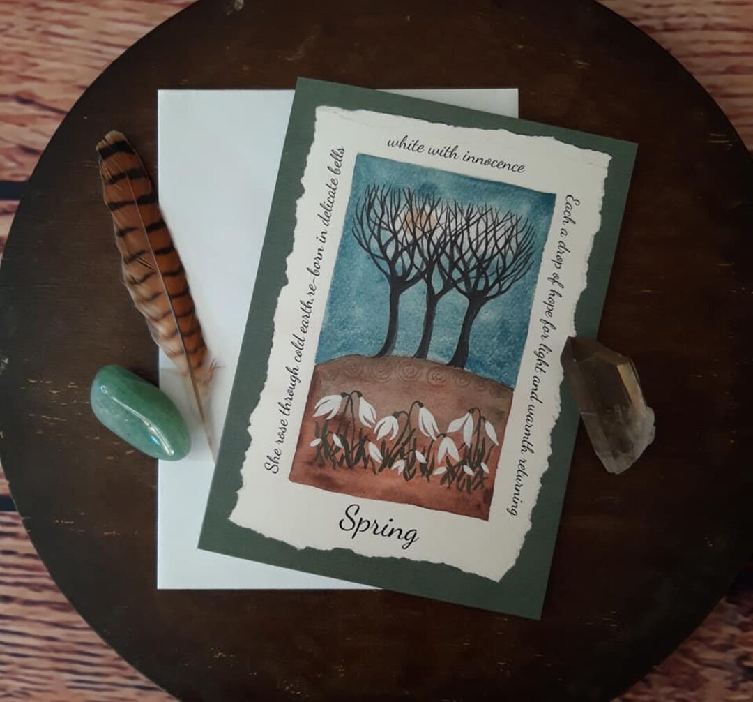 Spring Card, Imbolc Card, Snowdrop Card, Spring Greeting Card, Spring ...