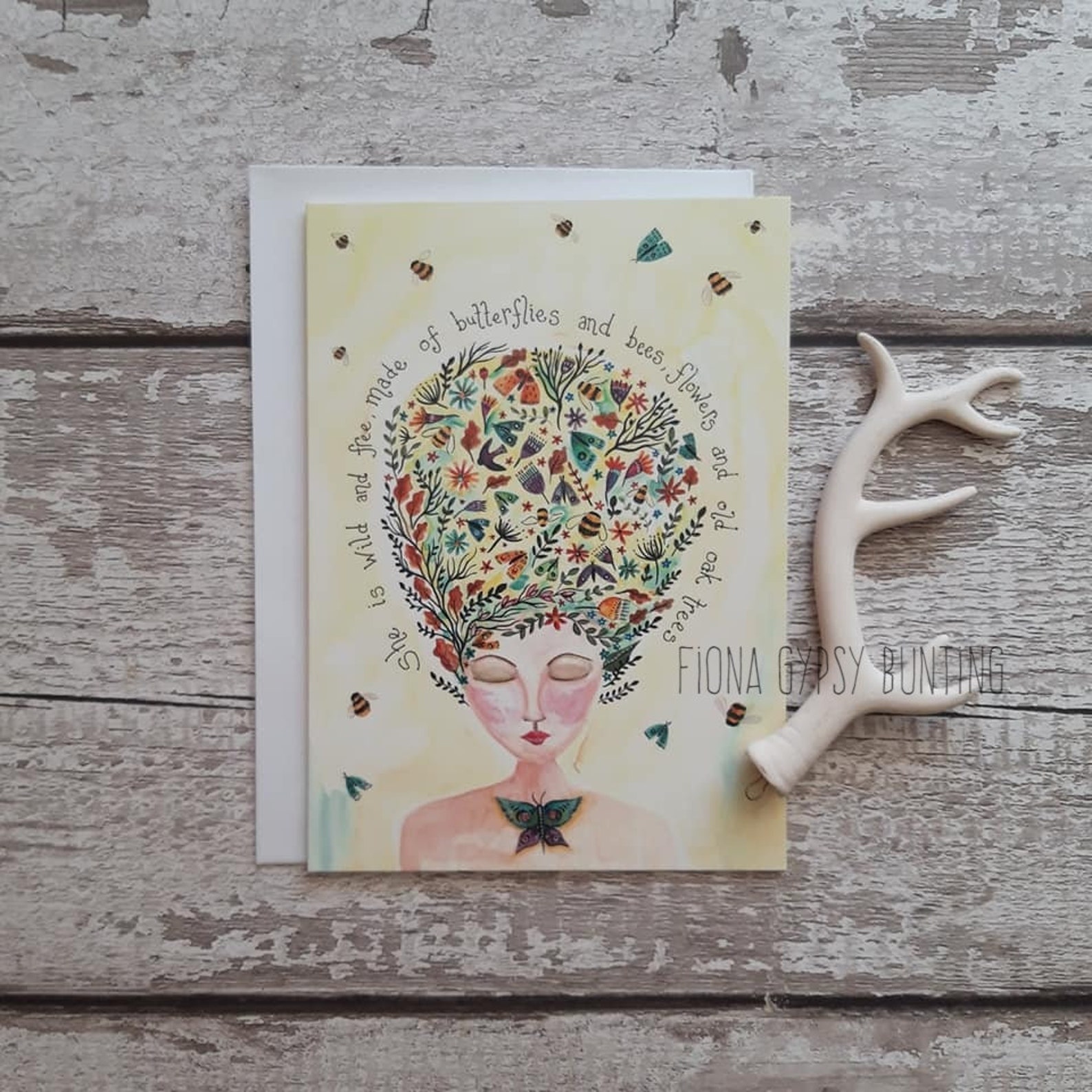 Pagan Art Card, Card for Free Spirit, Wild and Free, Bee Greeting Card ...