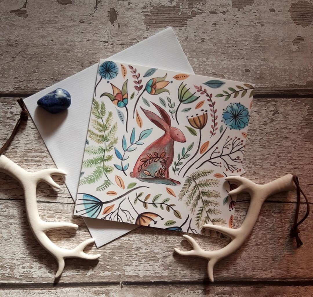 Hare Greeting Card, Ostara Card, Eostre Hare Card, Easter Card, Pagan ...