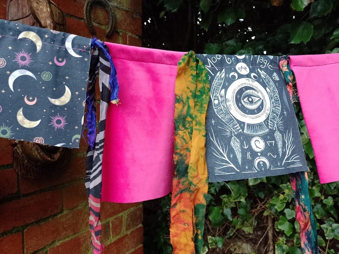 Moon Prayer Flags, Prayer Flags, Meditation Flags, Moon Bunting ...