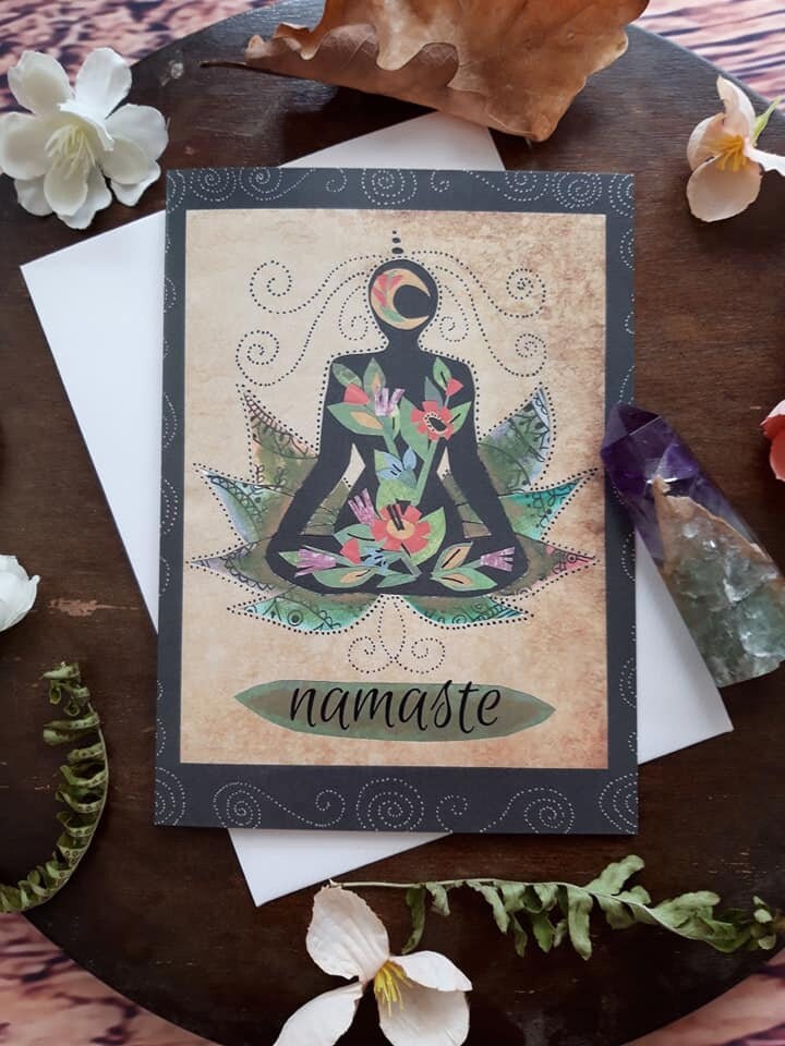 Namaste Card Lotus Flower Card Moon Card Meditation Art | Etsy UK
