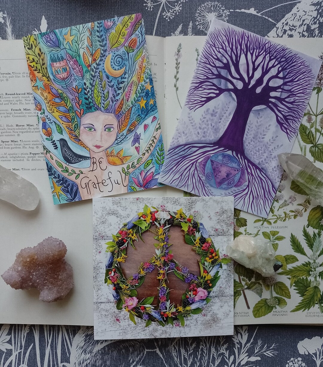 Tree of Life Card, Gratitude Art Card, Peace Sign Card, Peace Sign, Be ...