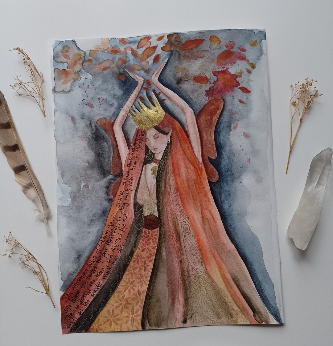 ORIGINAL Goddess Painting, Female Art With Words, Autumn Goddess ...