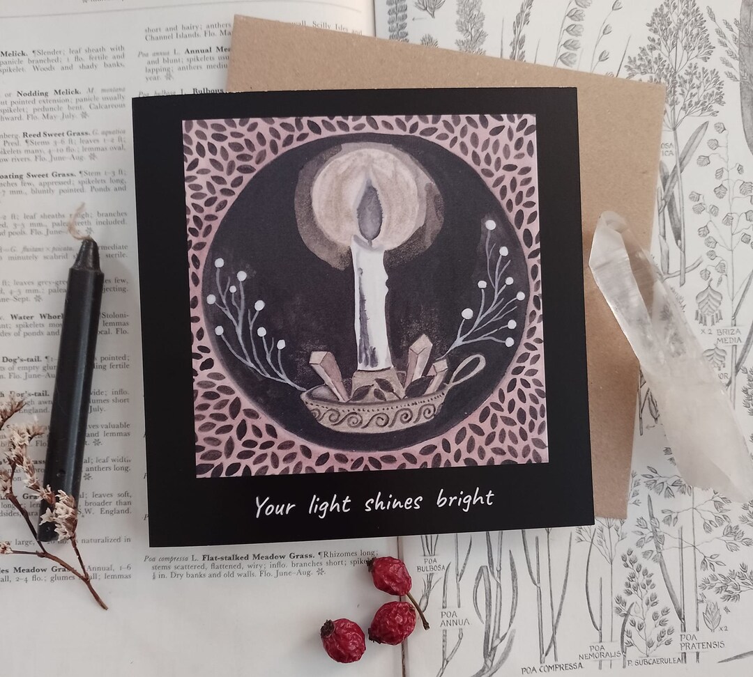 Motivational Card, Your Light Shines Bright, Candle Card, Card for ...