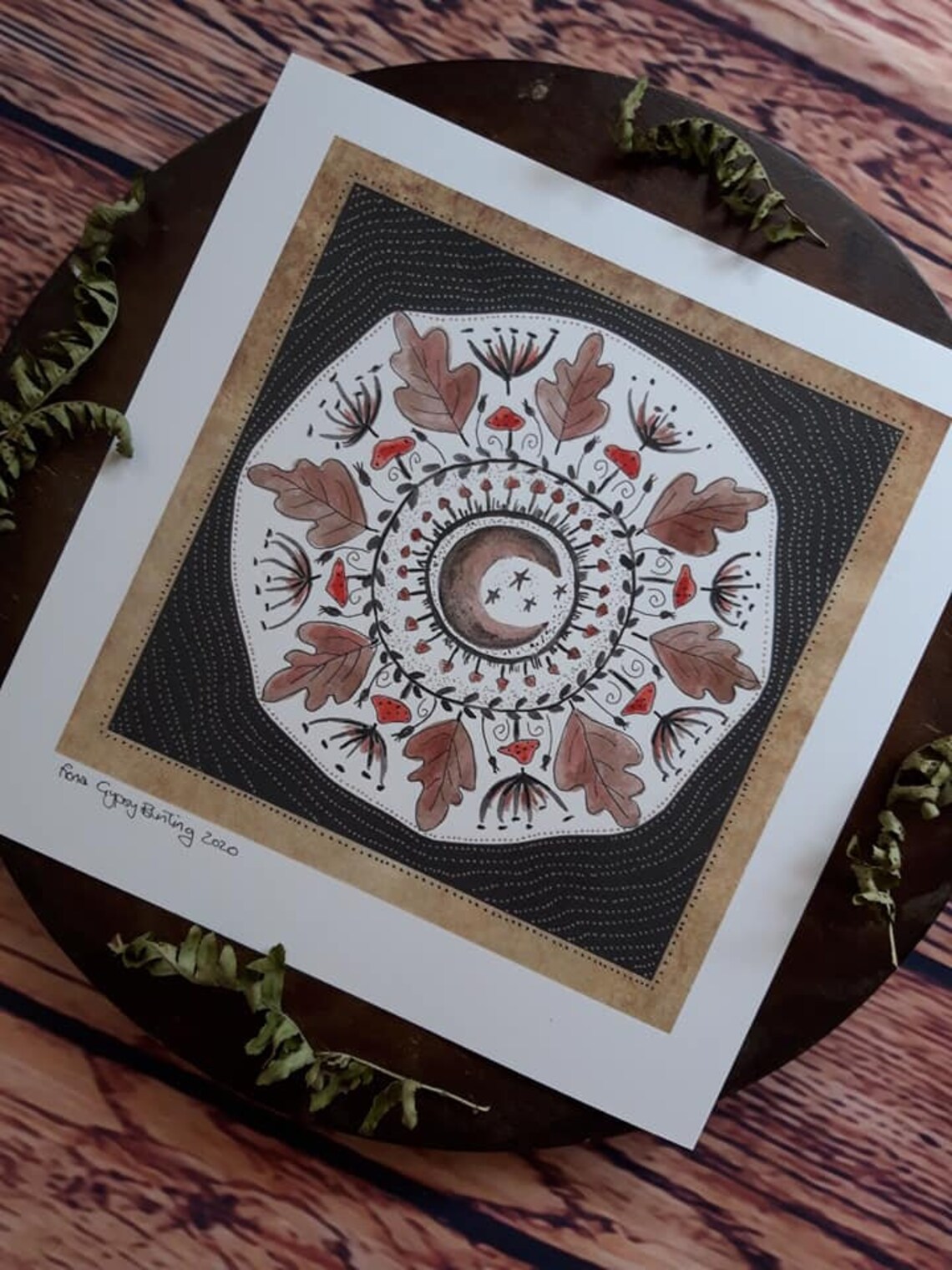 Pagan Art, Nature Art, Moon Art Print, Oak Leaf Art Print, Autumn Art ...