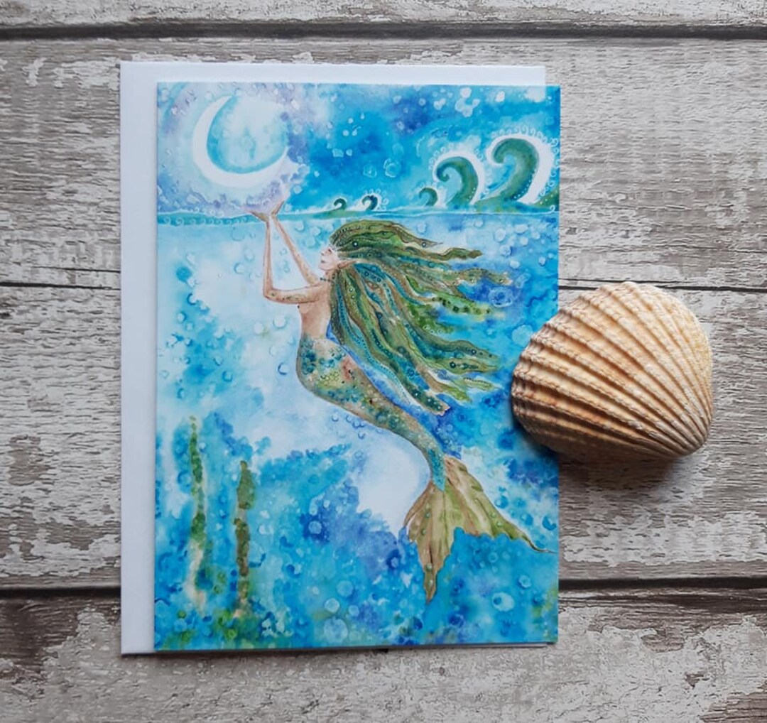 Mermaid Greeting Card, Mermaid Gift Card, Mermaid Gift, Sea Spirit ...