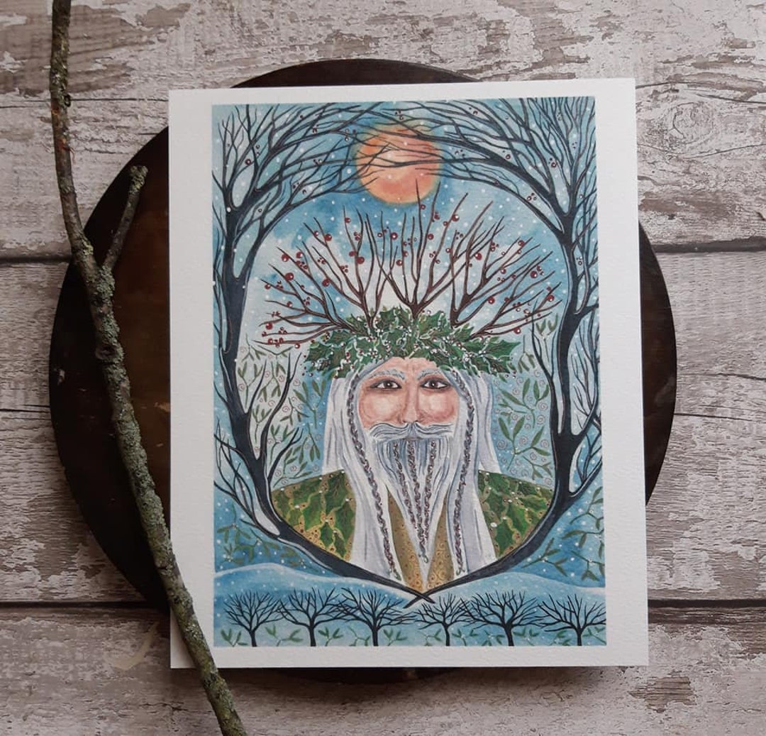Holly King Art Print, Yule King, Pagan Art, Winter Art, Winter Wall Art ...