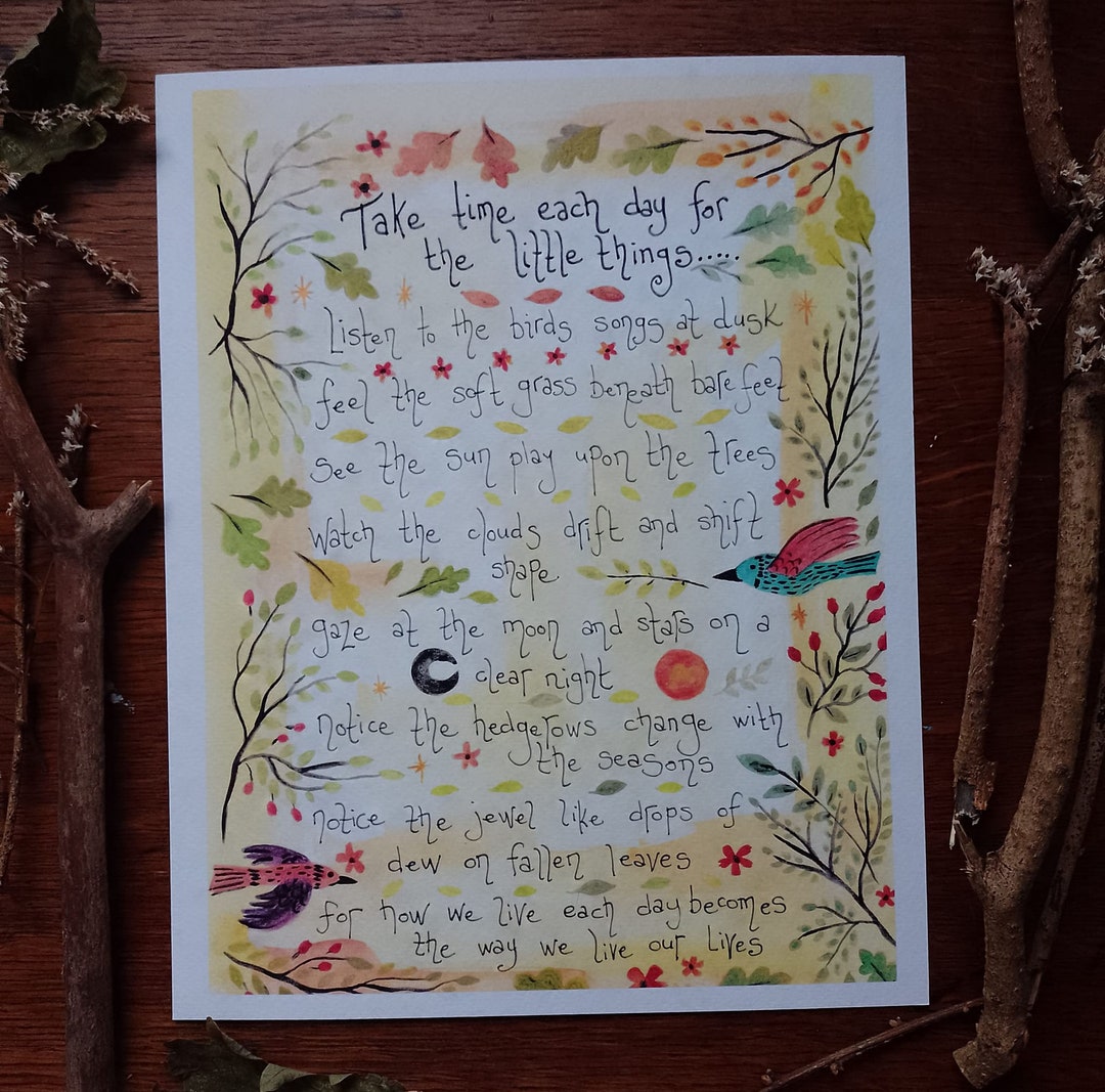 Word Art Print, the Little Things, Motivational Art, Moon Art, Bird Art ...