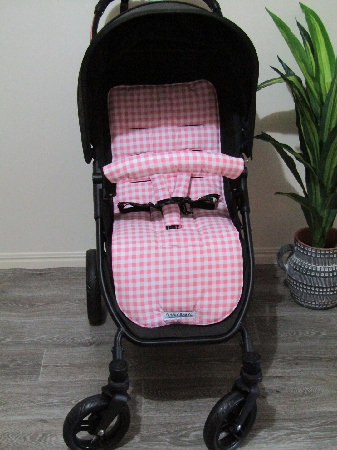 Pram Liner Setuniversal-baby Pink Gingham-funky - Etsy