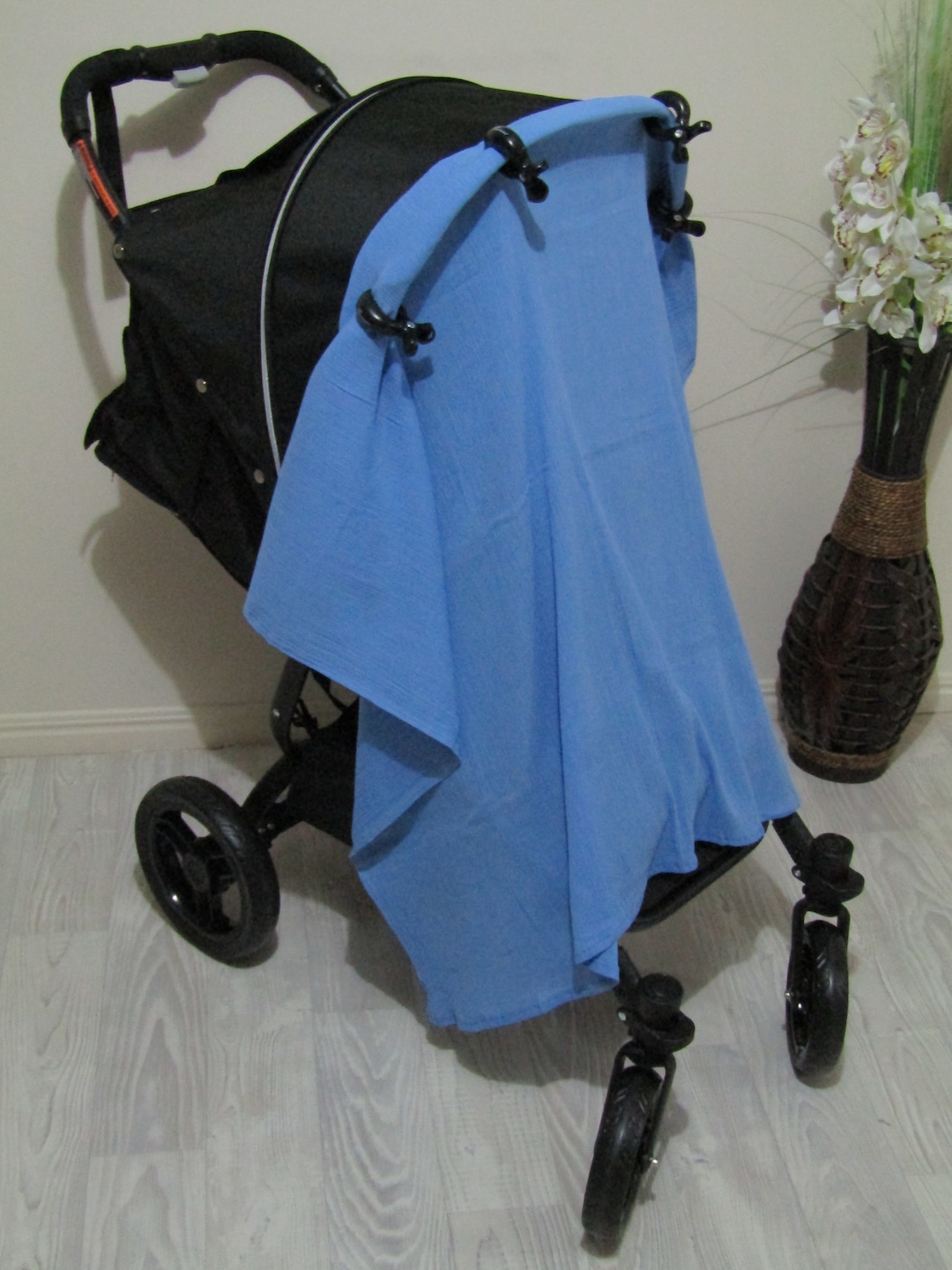 Cheesecloth Pram Sunshade Cover-powder Blue-australian Made - Etsy