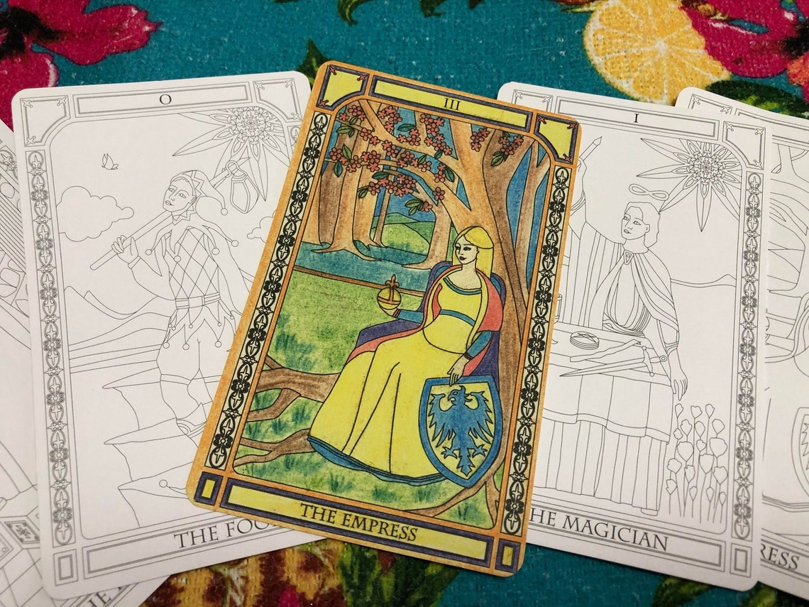 Color Your Own Tarot Cards PDF Tarot Coloring Printable - Etsy